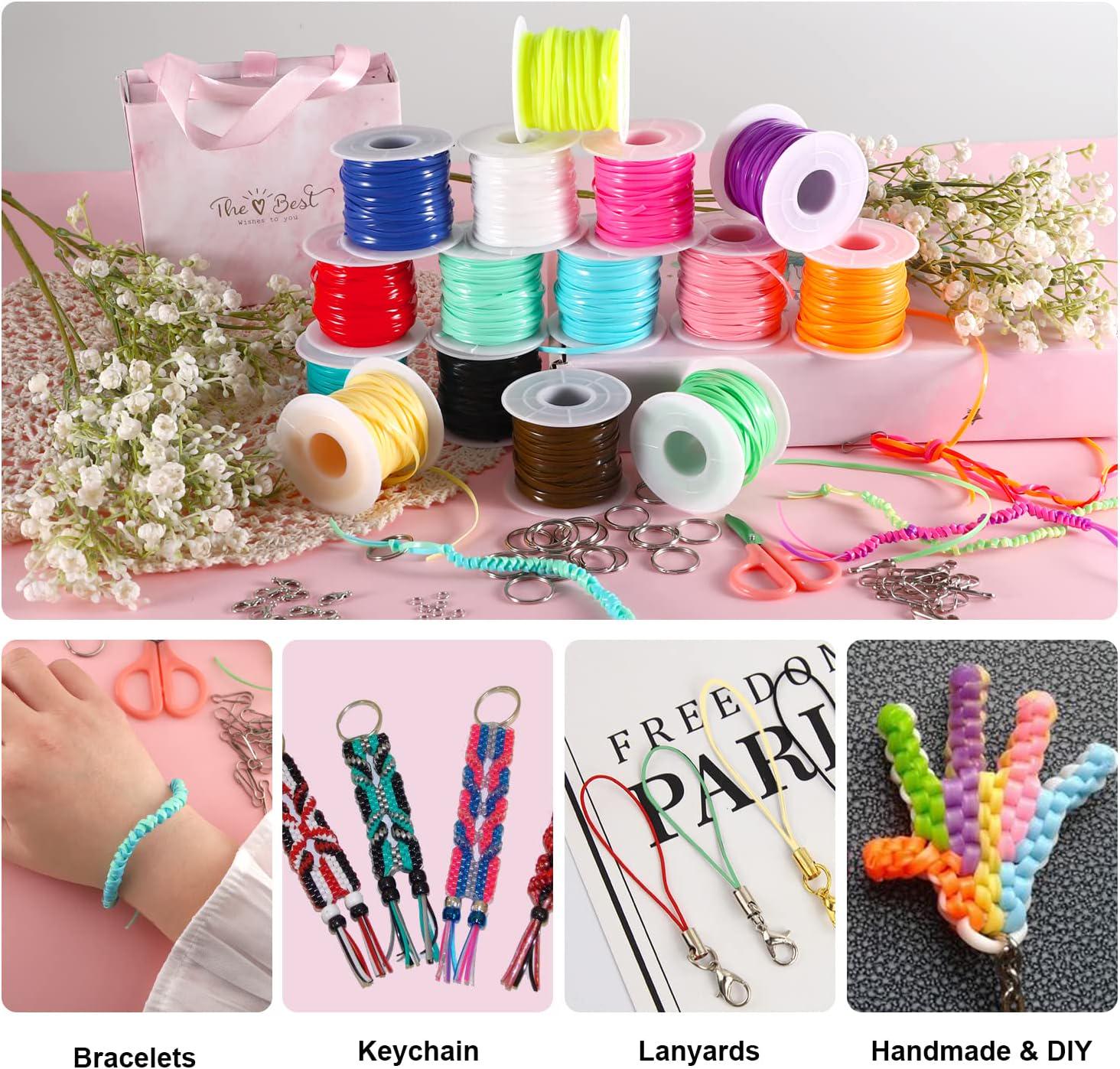 15 Rolls Gimp String Plastic Lacing Cord Plastic String Lanyard Kit for ...