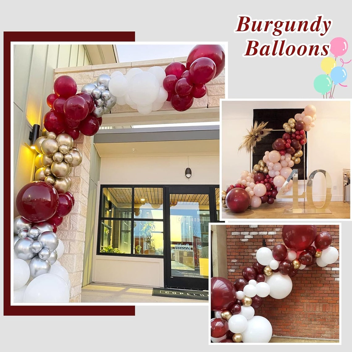Burgundy Balloon Garland Arch Kit Maroon Balloons 80pcs Wine Red ...