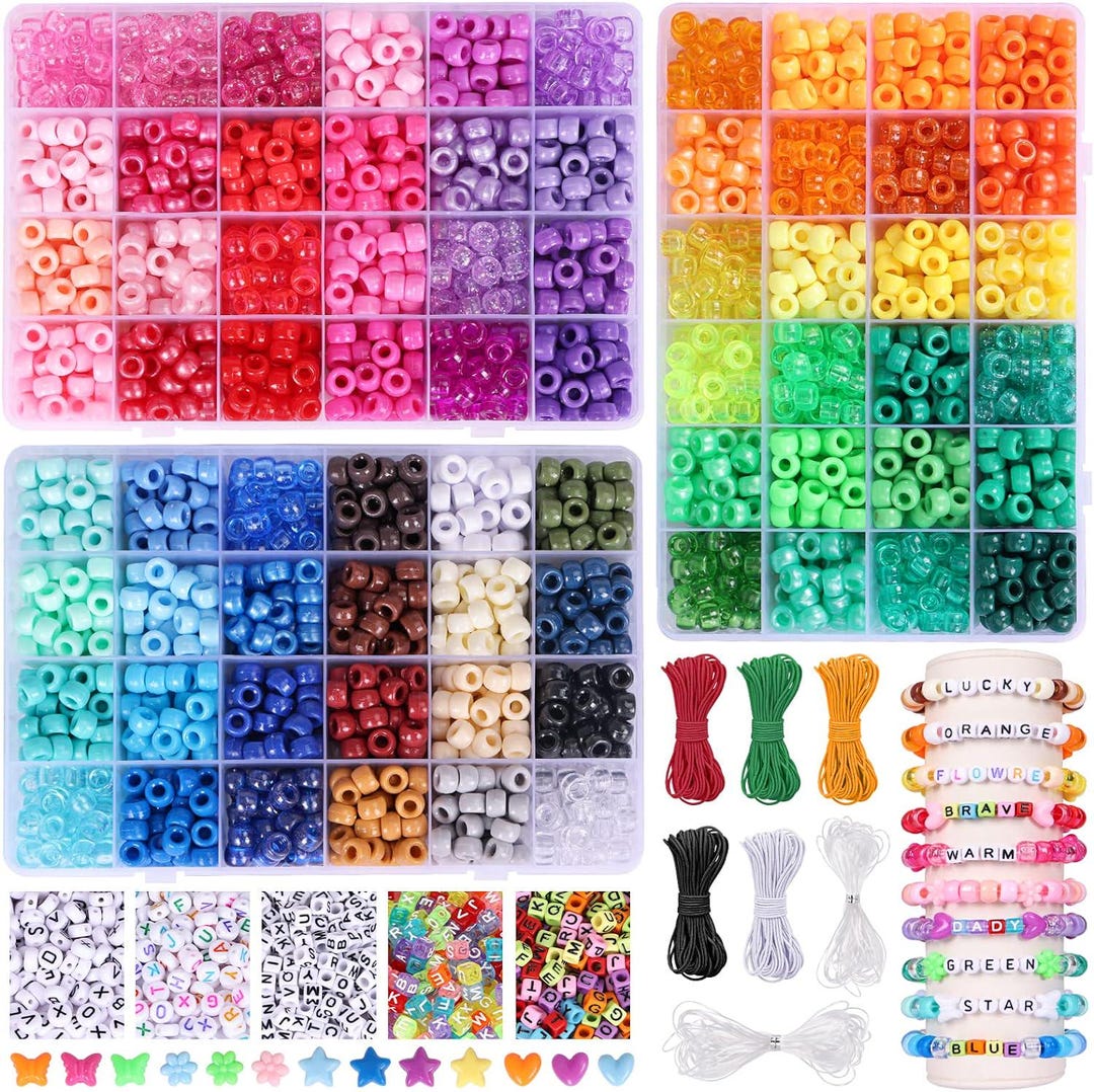 4700pcs 72 Colors Pony Beads Rainbow Kandi Bead for Bracelets Making ...