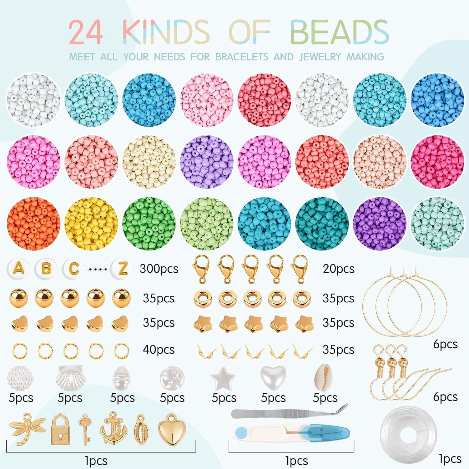 New Bracelet Making Kit for Girls Adults 3mm Glass Seed Beads for ...