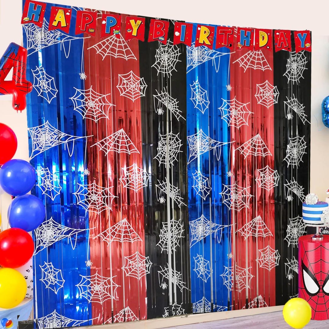 Spider Web Birthday Decor Backdrop 2 Pack Spider Party Supplies Red ...