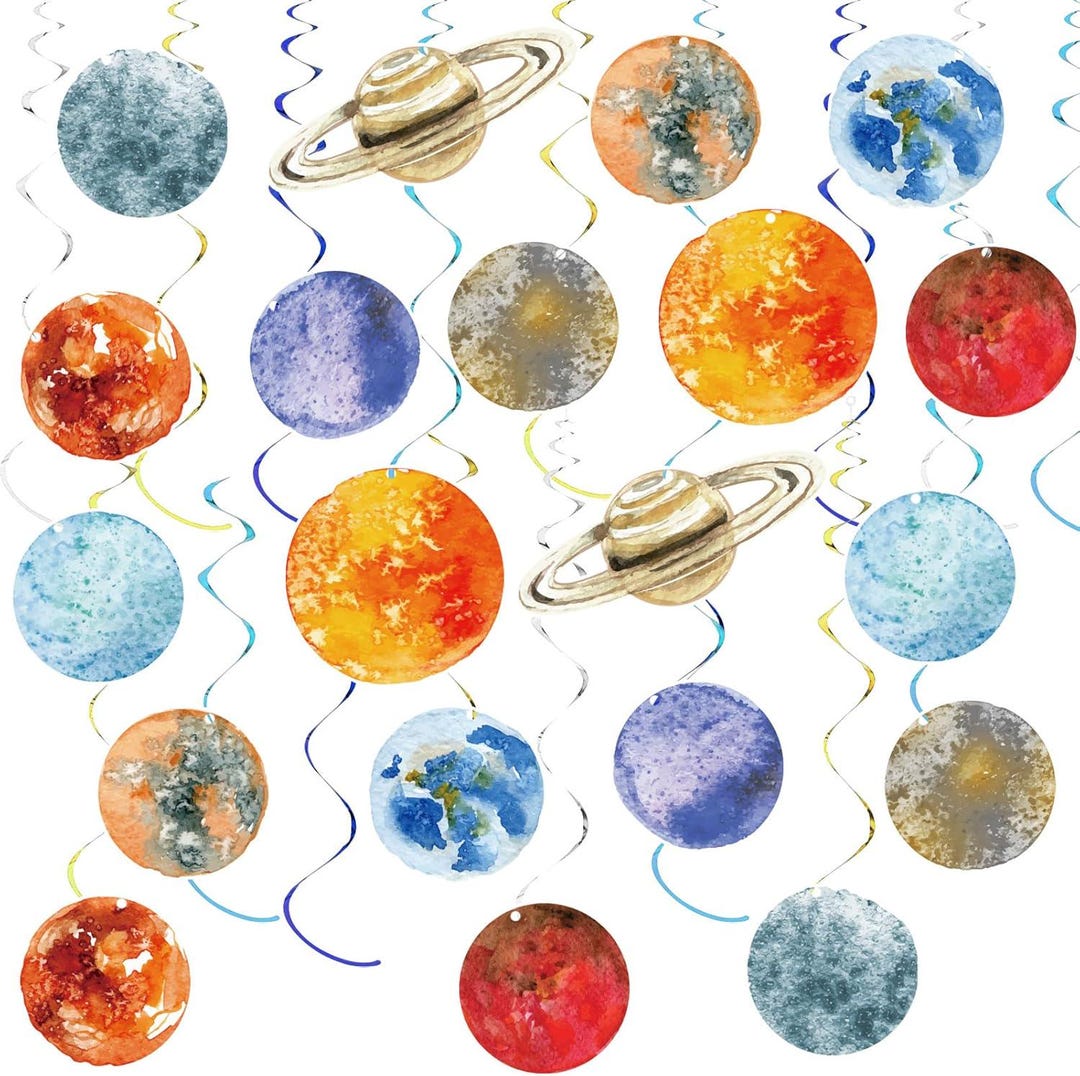 Solar System Hanging Swirl Decorations Space Themed Planet Party Swirls ...