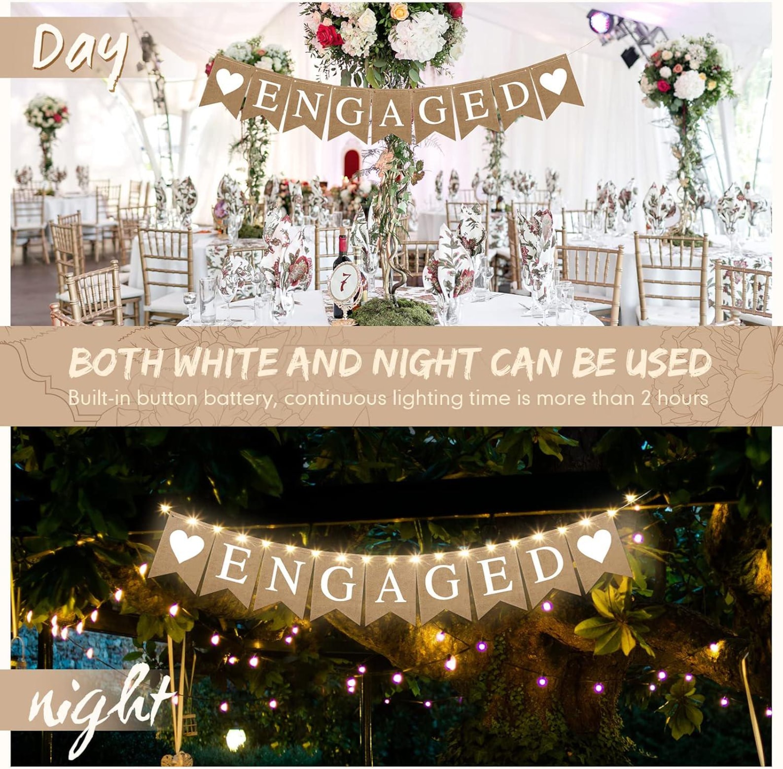 Engagement Party Decorations Engaged Banner Heart Burlap Rustic Bunting ...