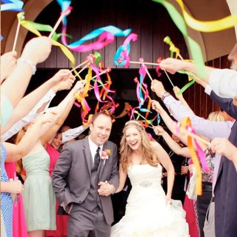 100 Pieces Multi-color Ribbon Wands Streamers Sticks With Gold Bell ...
