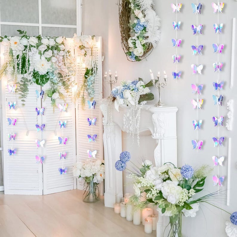 3D Butterfly Hanging Garlands Butterfly Laser Paper Party Streamers ...
