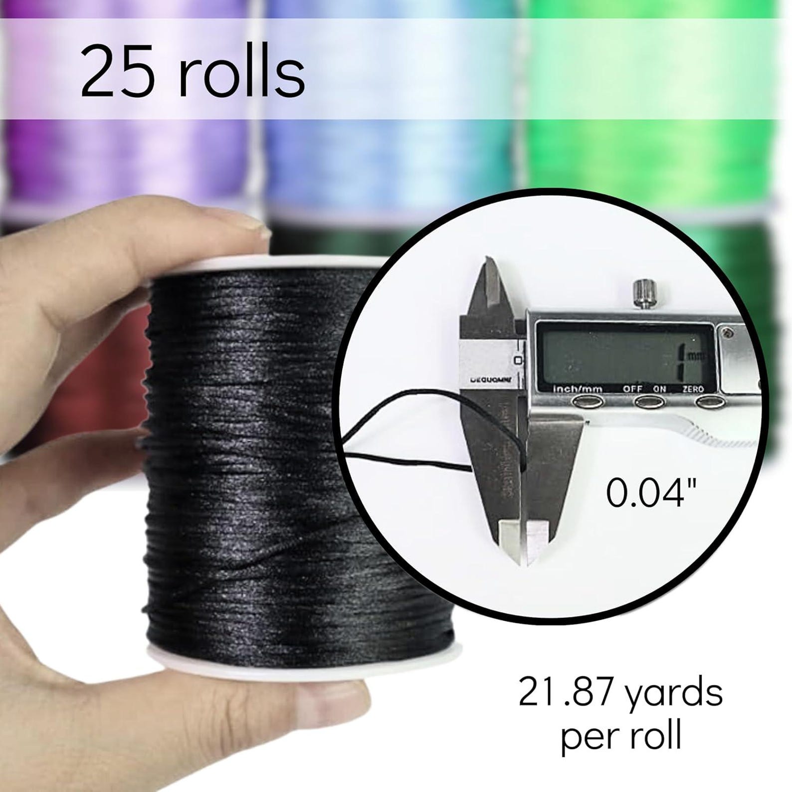 546 Yards Satin String, 1mm Satin Cords for Braided Bracelets 25 Colors ...