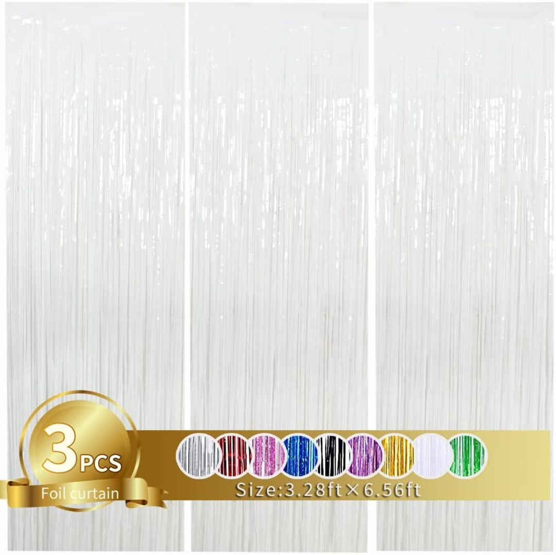 White Door Streamers, White Photo Booth Backdrop Metallic Streamers ...