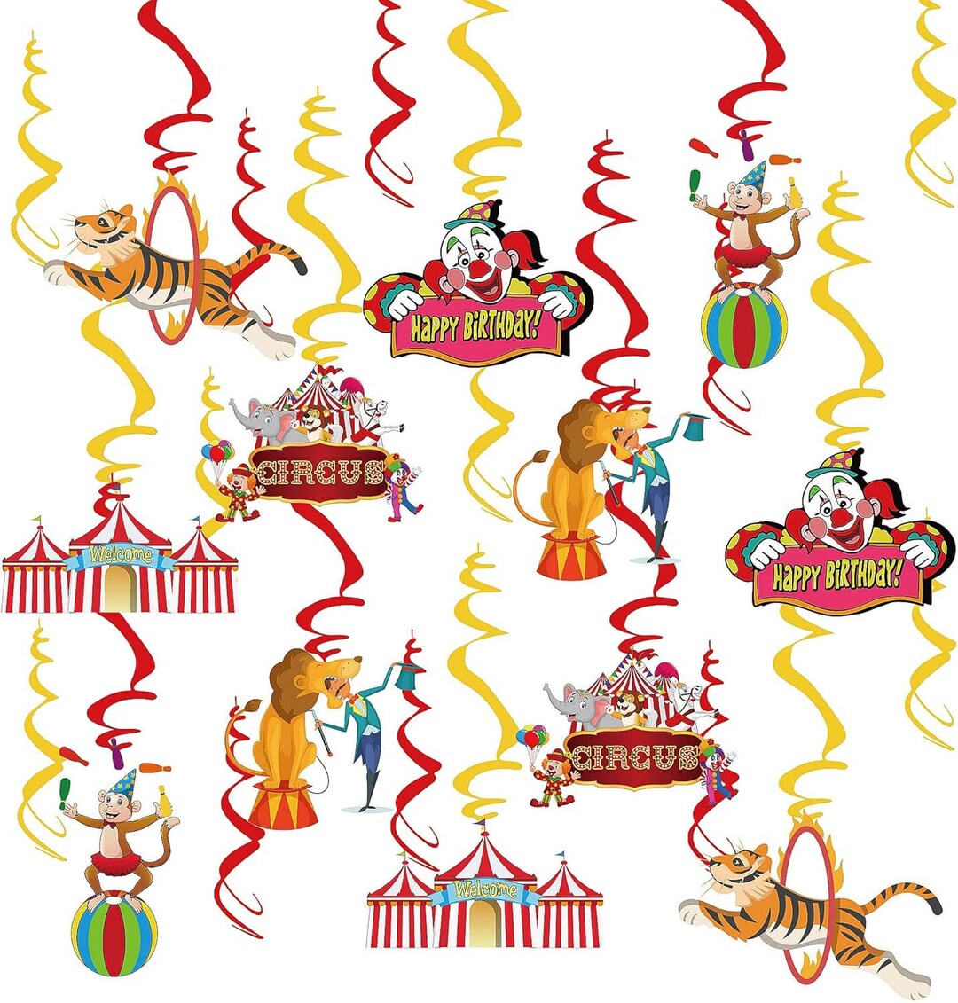 Carnival Circus Hanging Swirl Birthday Party Decor Clown Dizzy Danglers ...
