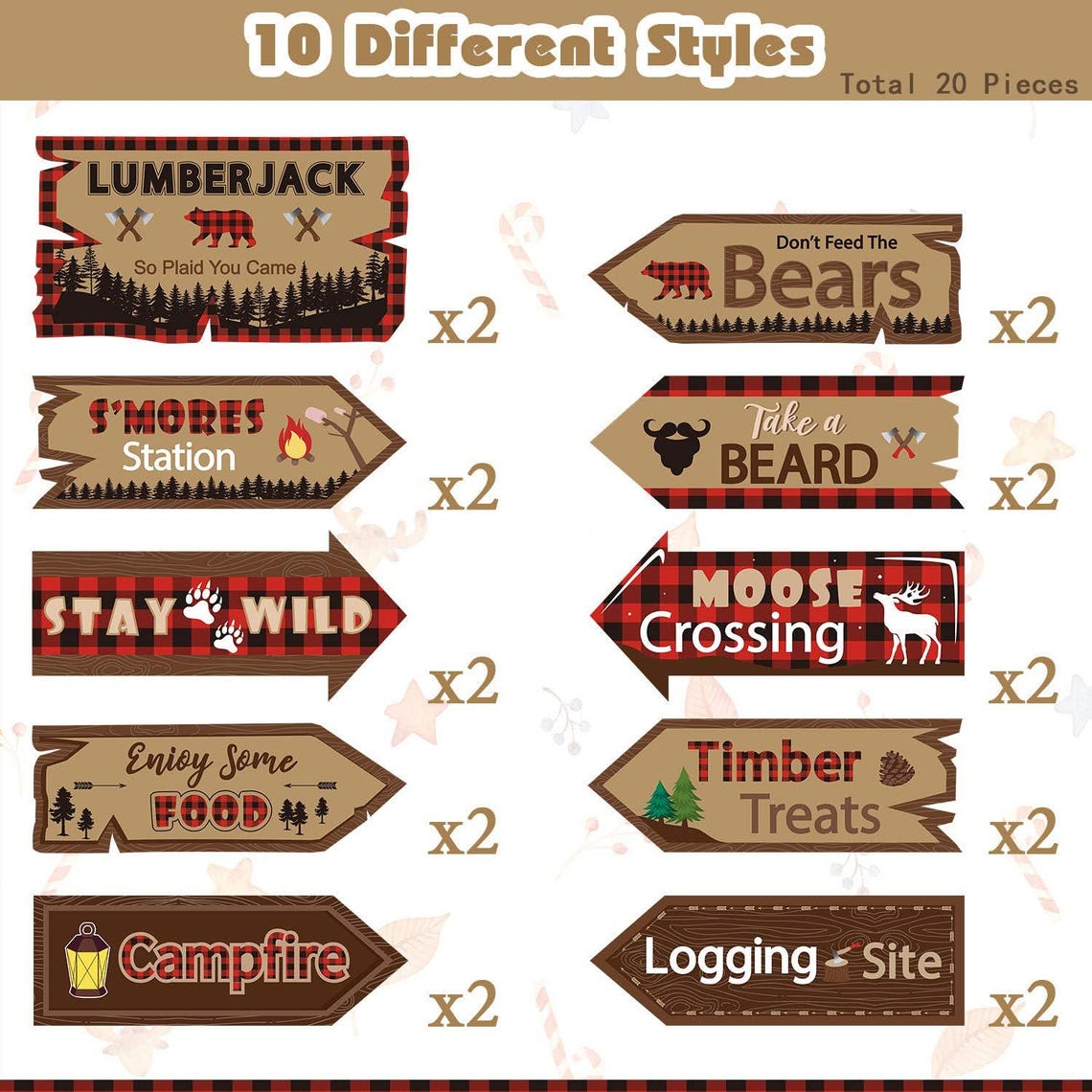 Lumberjack Party Directional Welcome Signs Door Cutouts Camping Winter ...