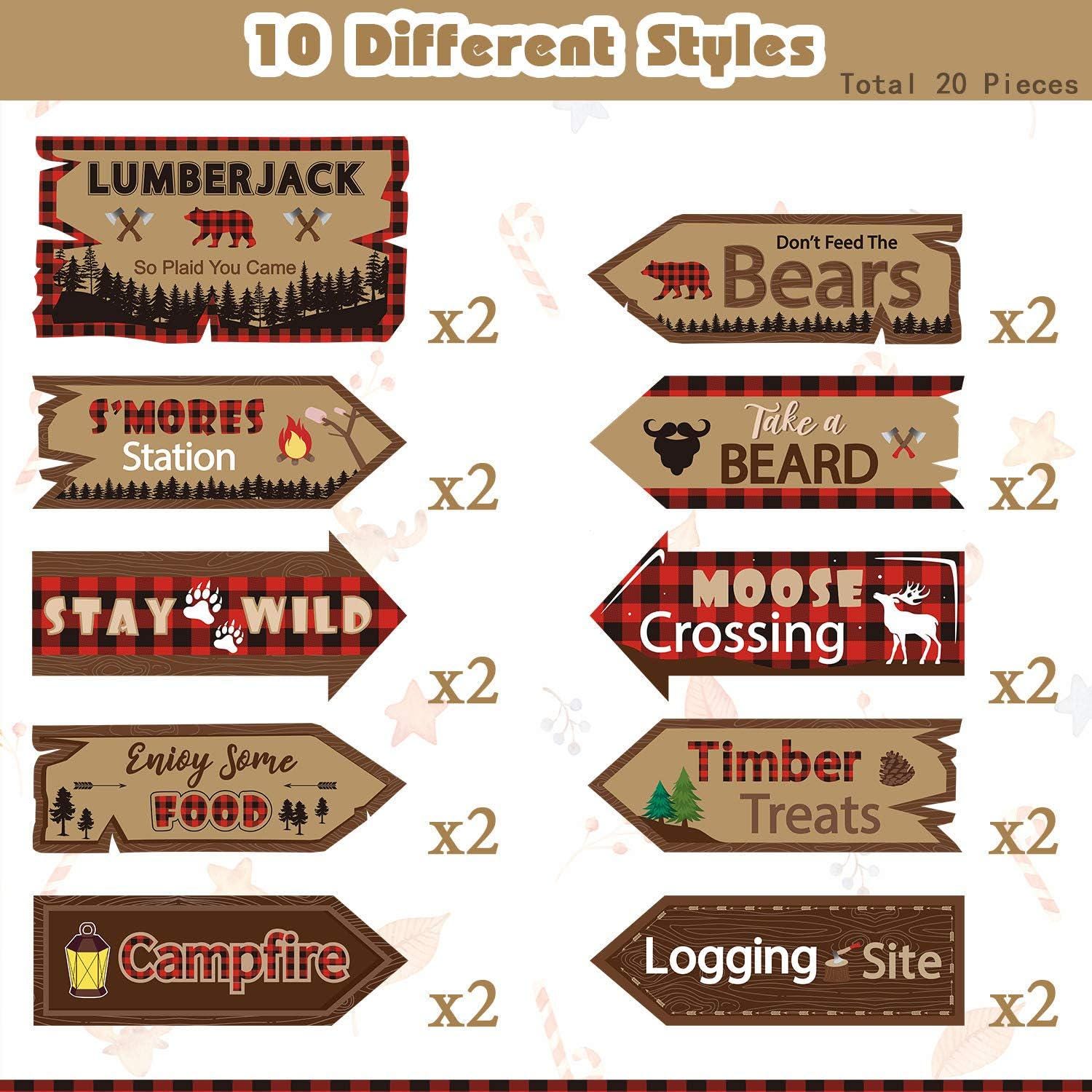 Lumberjack Party Directional Welcome Signs Door Cutouts Camping Winter ...