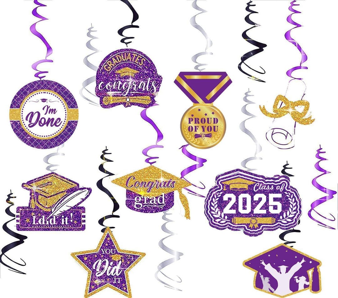 Graduation Decorations Purple Gold 2025/purple Gold Graduation Party ...