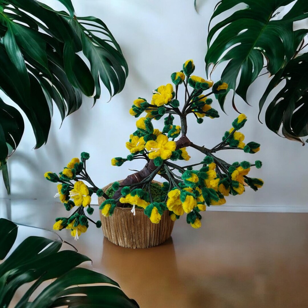 Handmade Chenille Stem Yellow Apricot Tree - Festive Custom Decor ...