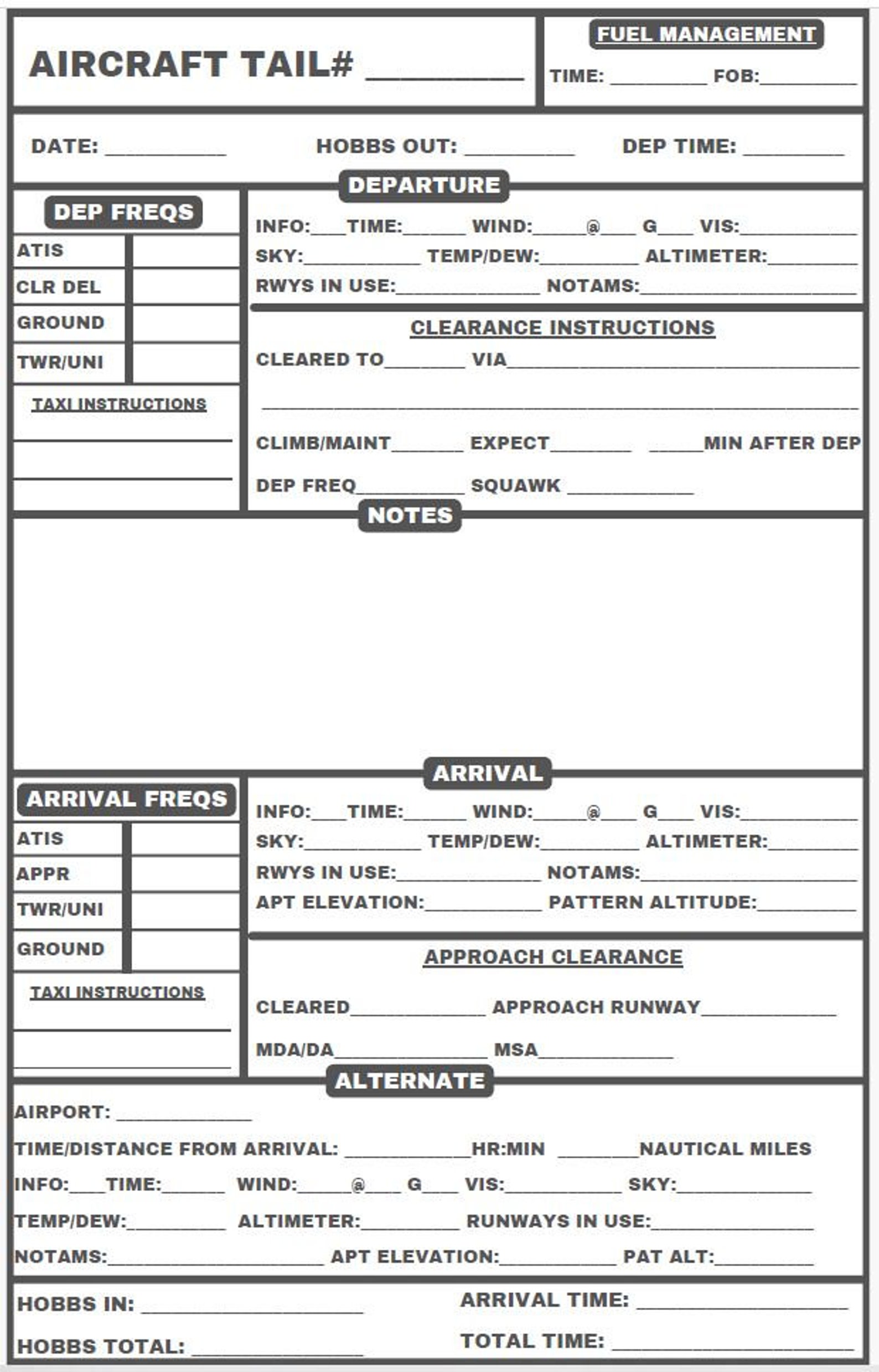 IFR / VFR Flight Pad Template for Kneeboard - Etsy