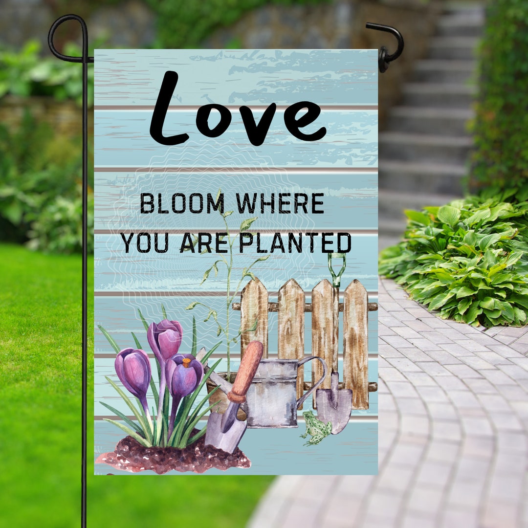 Garden Flag Love Bloom: Floral Welcome Design (digital Download) - Etsy