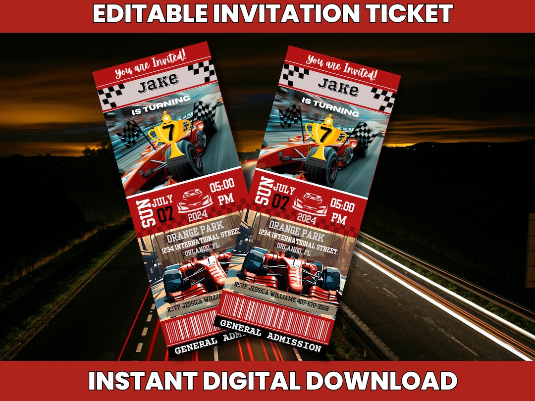 Instant Download Editable Race Car Theme Invitation Race Car Invitation ...