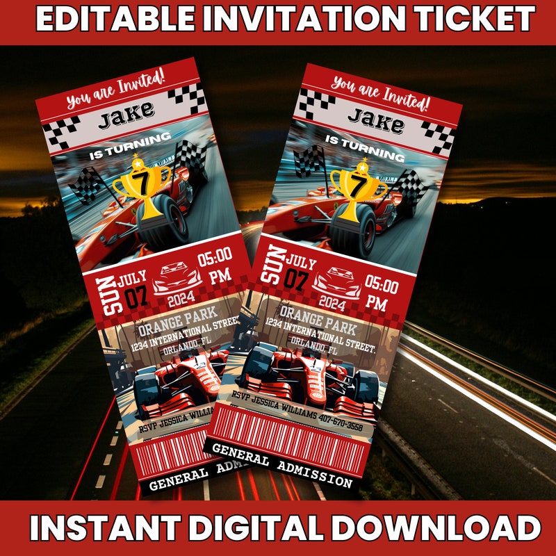 Race Car Invitations - Etsy