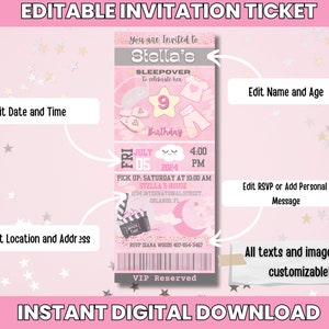 Instant Download Editable Sleepover Invitation Template DIY Sleepover ...