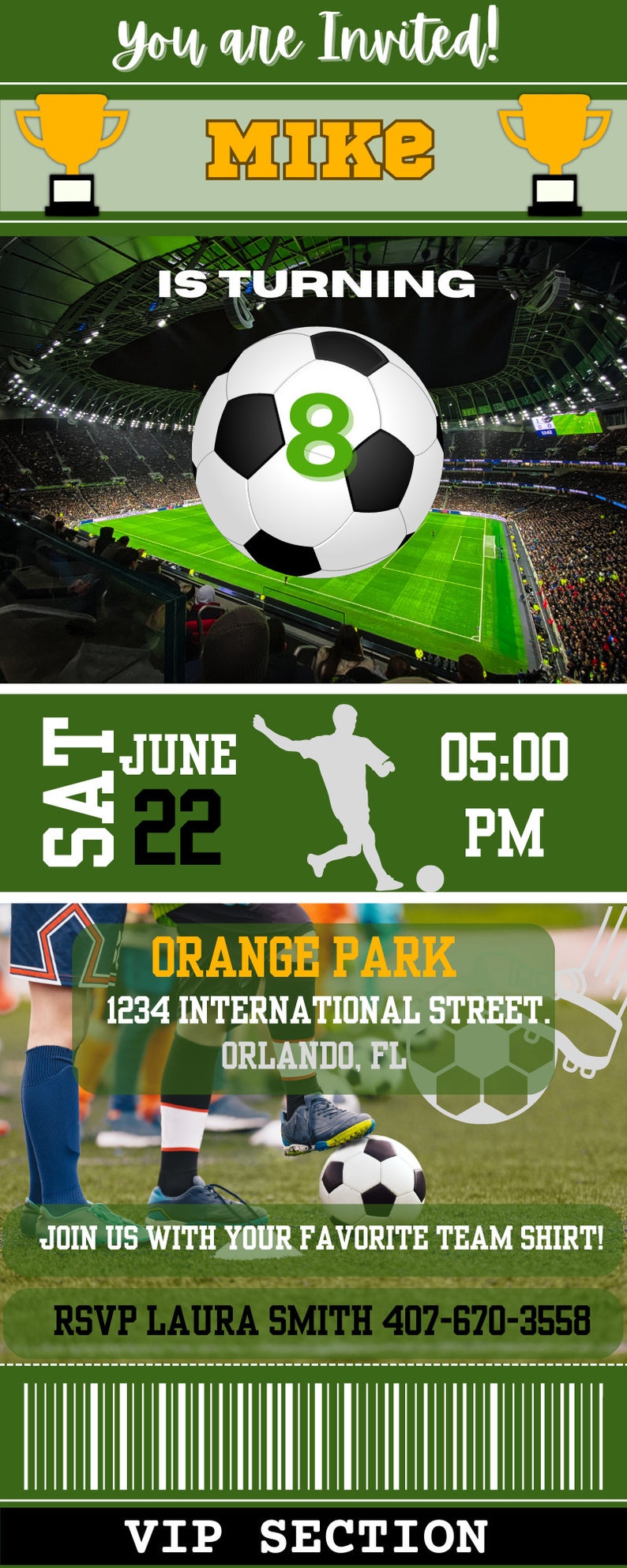 Instant Download Editable Soccer Theme Invitation, Soccer Game Ticket ...