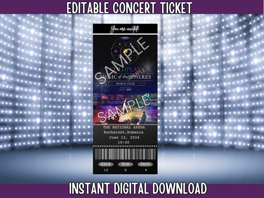 Instant Download Printable Editable Coldplay Ticket Concert 2024 ...
