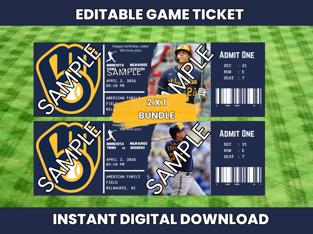 Instant Download Editable Printable, Brewers Ticket Game, Brewers ...