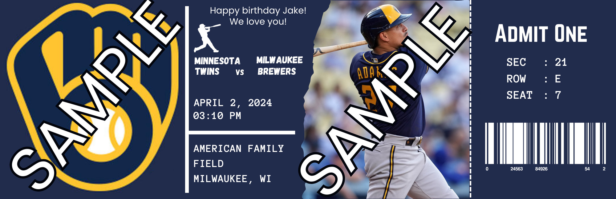 Instant Download Editable Printable, Brewers Ticket Game, Brewers ...