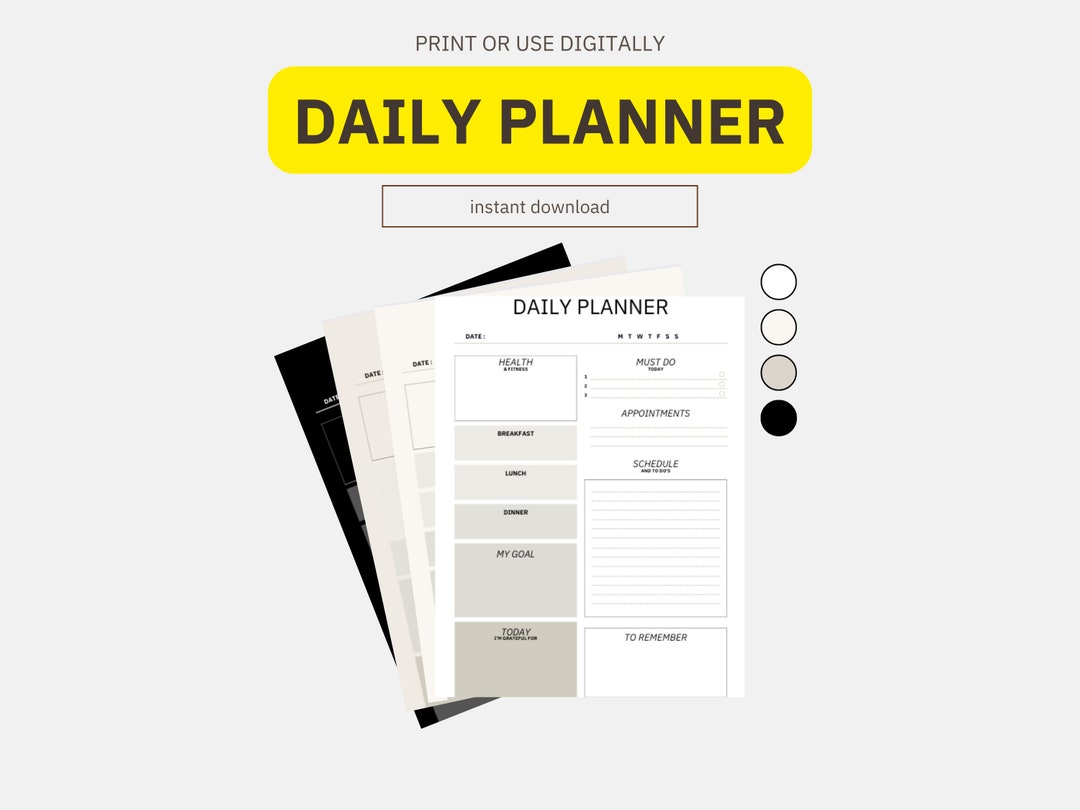 Printable Daily Planner PDF Customizable & Easy-to-use Organizer for ...