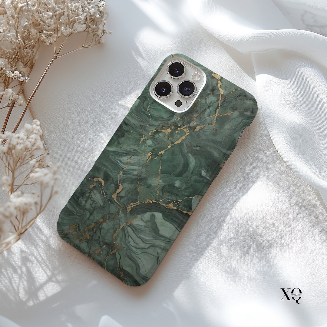 Green Marble Texture iPhone Case, Stylish Phone Cover for Apple iPhone ...