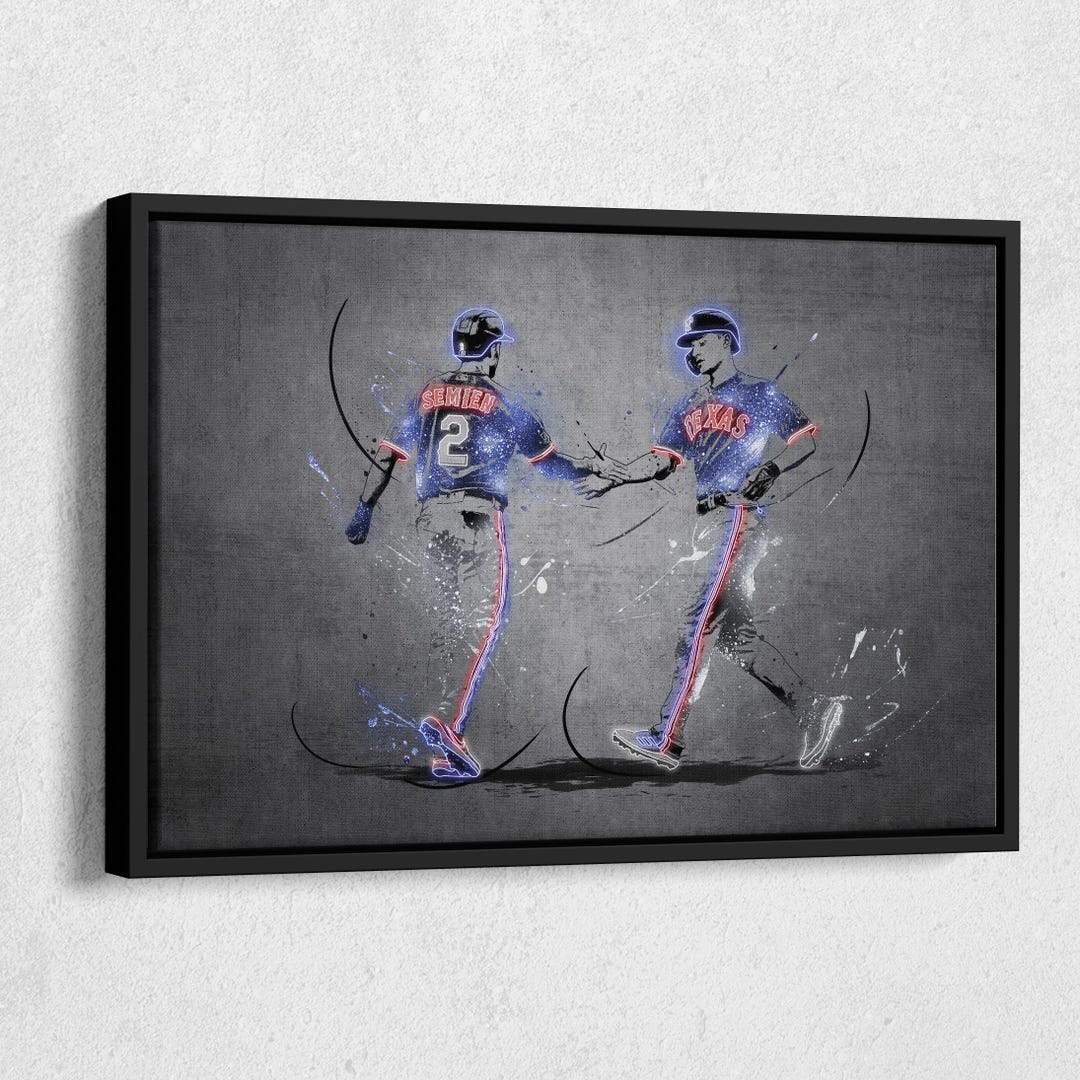 Corey Seager #5 and Marcus Semien #2 Neon Splash Poster Texas Rangers ...