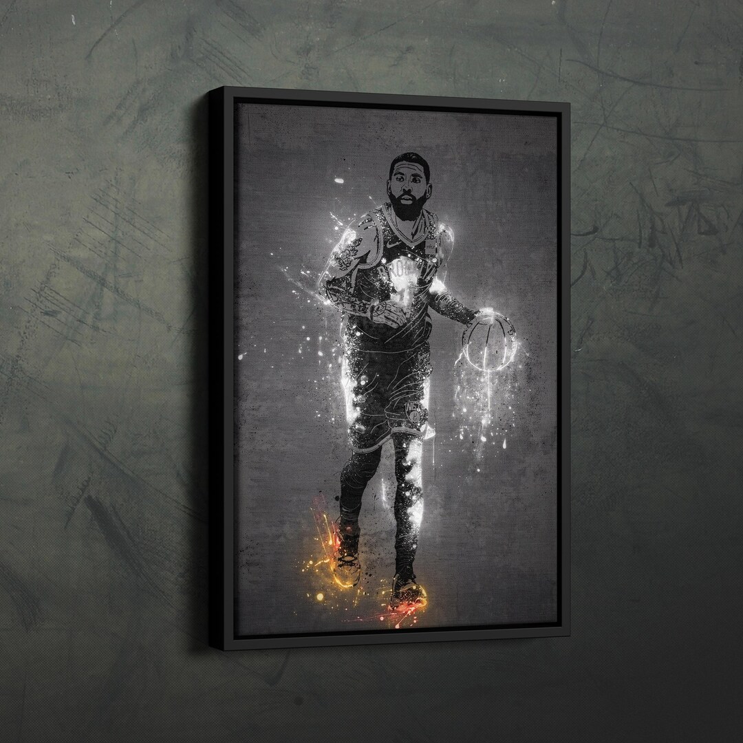 Kyrie Irving Poster Neon Splash Brooklyn Nets NBA Framed Canvas Wall ...