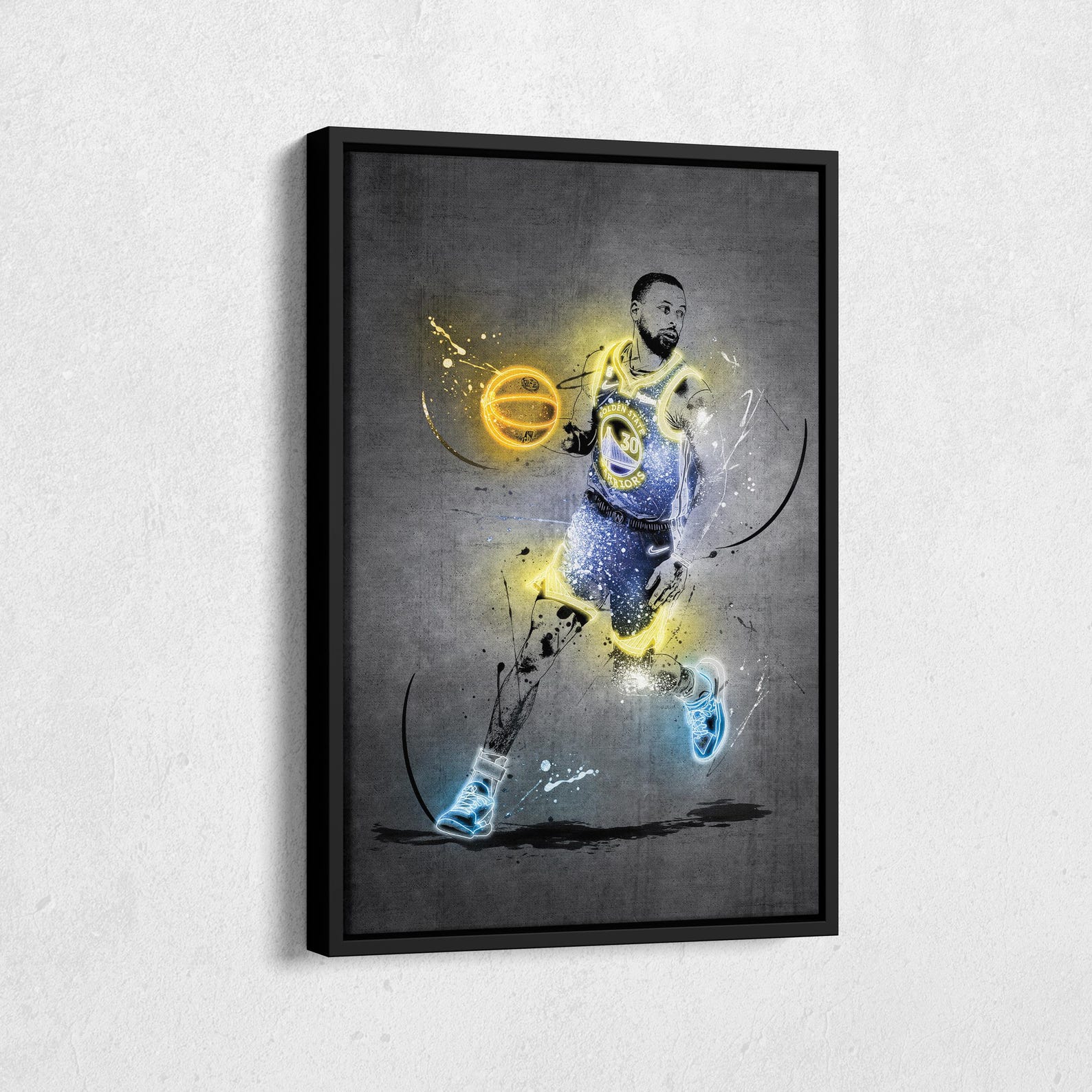 Stephen Curry Neon Splash Poster Golden State Warriors #30 NBA Framed ...