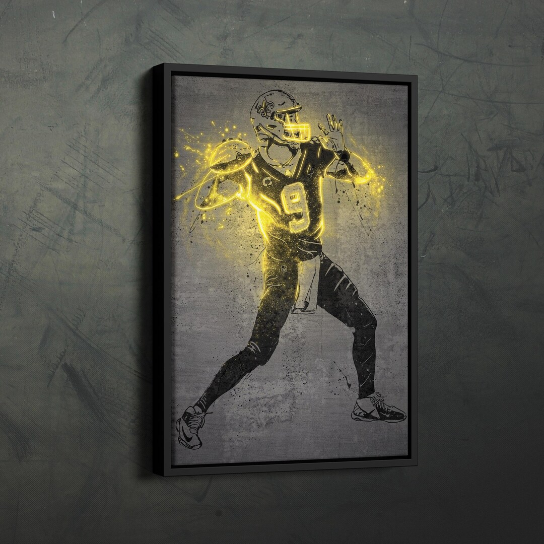 Drew Brees Poster Neon Splash New Orleans Saints NFL Framed Canvas Wall ...