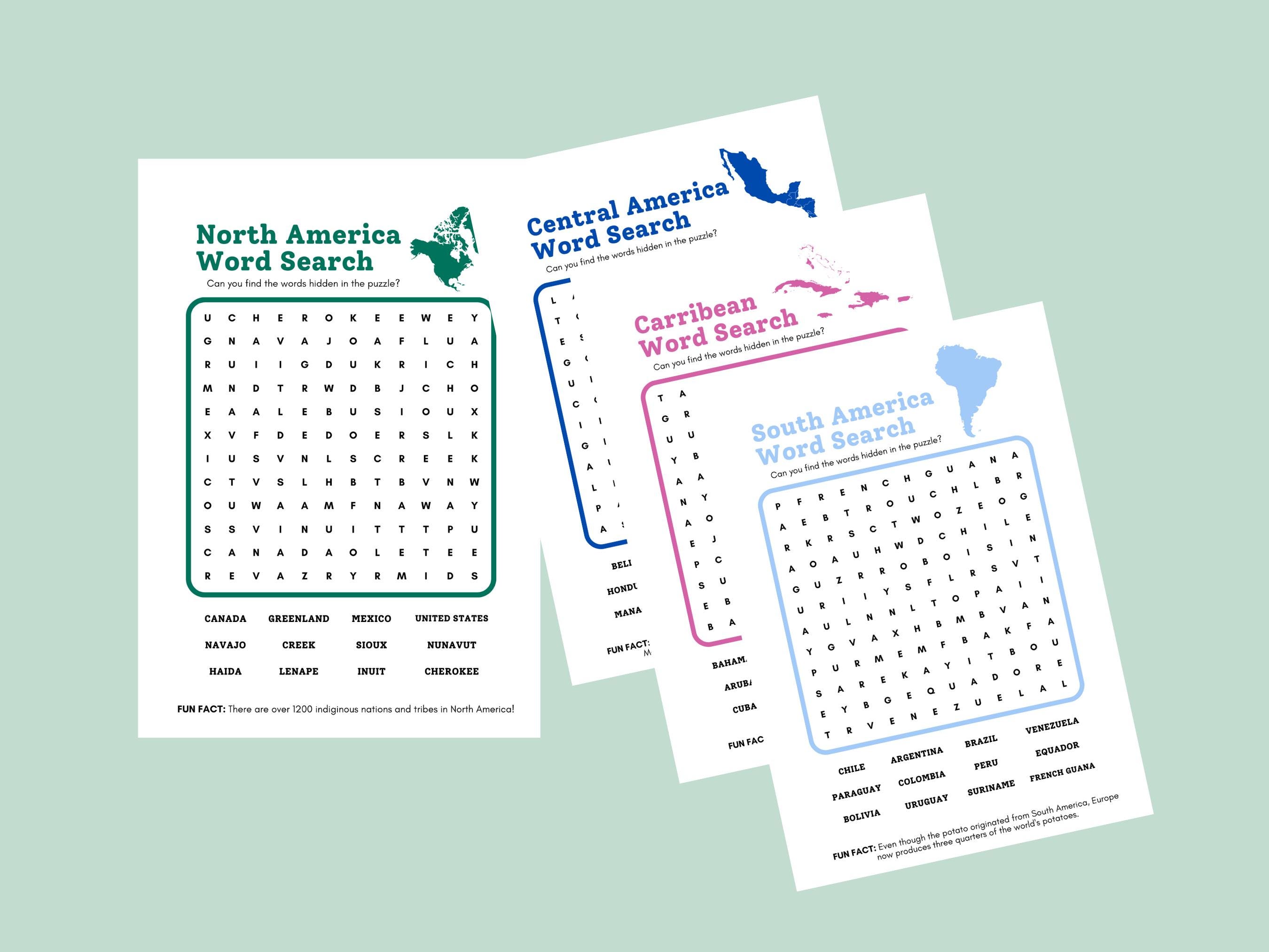 20 World Geography Word Searches - Printable Activities - Etsy