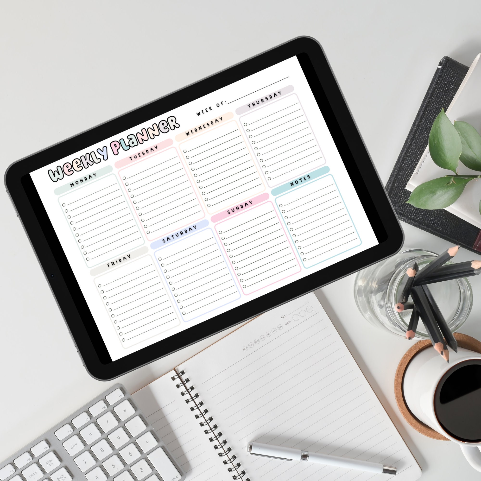 2024 Weekly Planner Printable Landscape, Colorful Weekly Schedule, Week ...