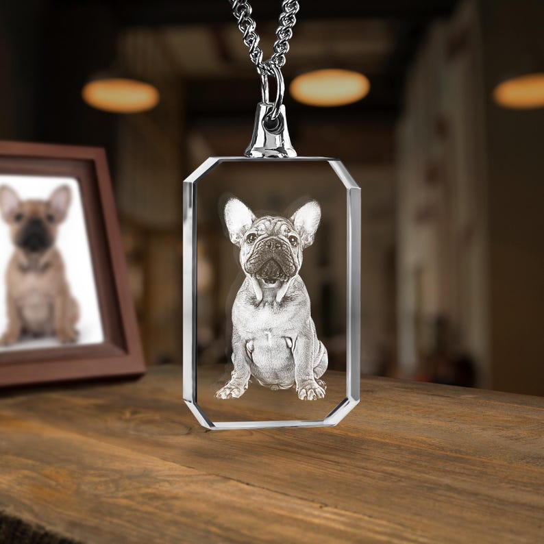 Custom Photo Crystal Heart Necklace – Laser Etched Portrait Pendant ...