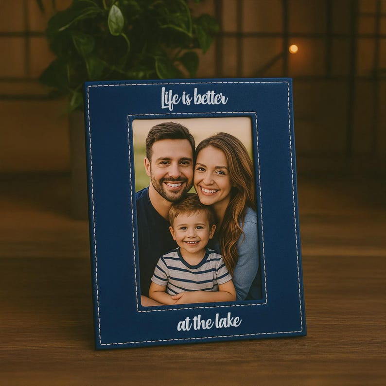 Personalized Leather Picture Frame, Engraved Couple Keepsake, Custom ...