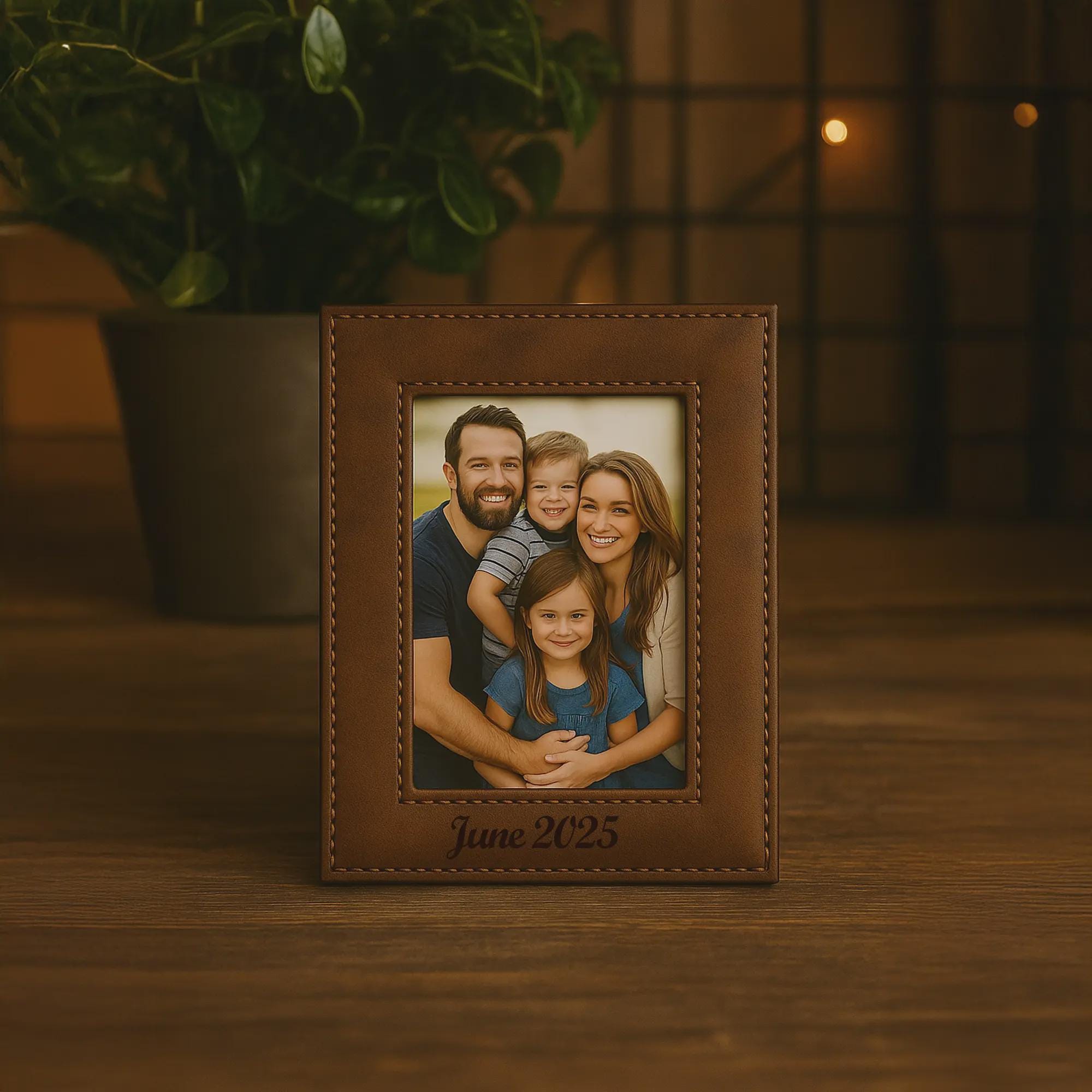 Engraved Leather Photo Frame — Wedding & Engagement Gift, Personalized ...