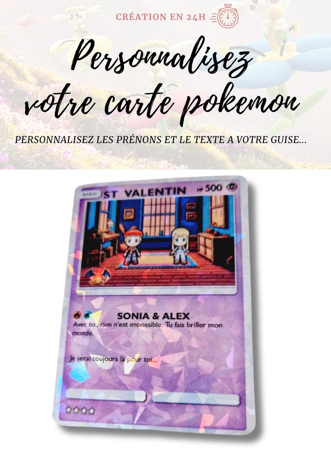 Personalized Romantic Pokemon Card Valentine's Day Couple Gamer ...