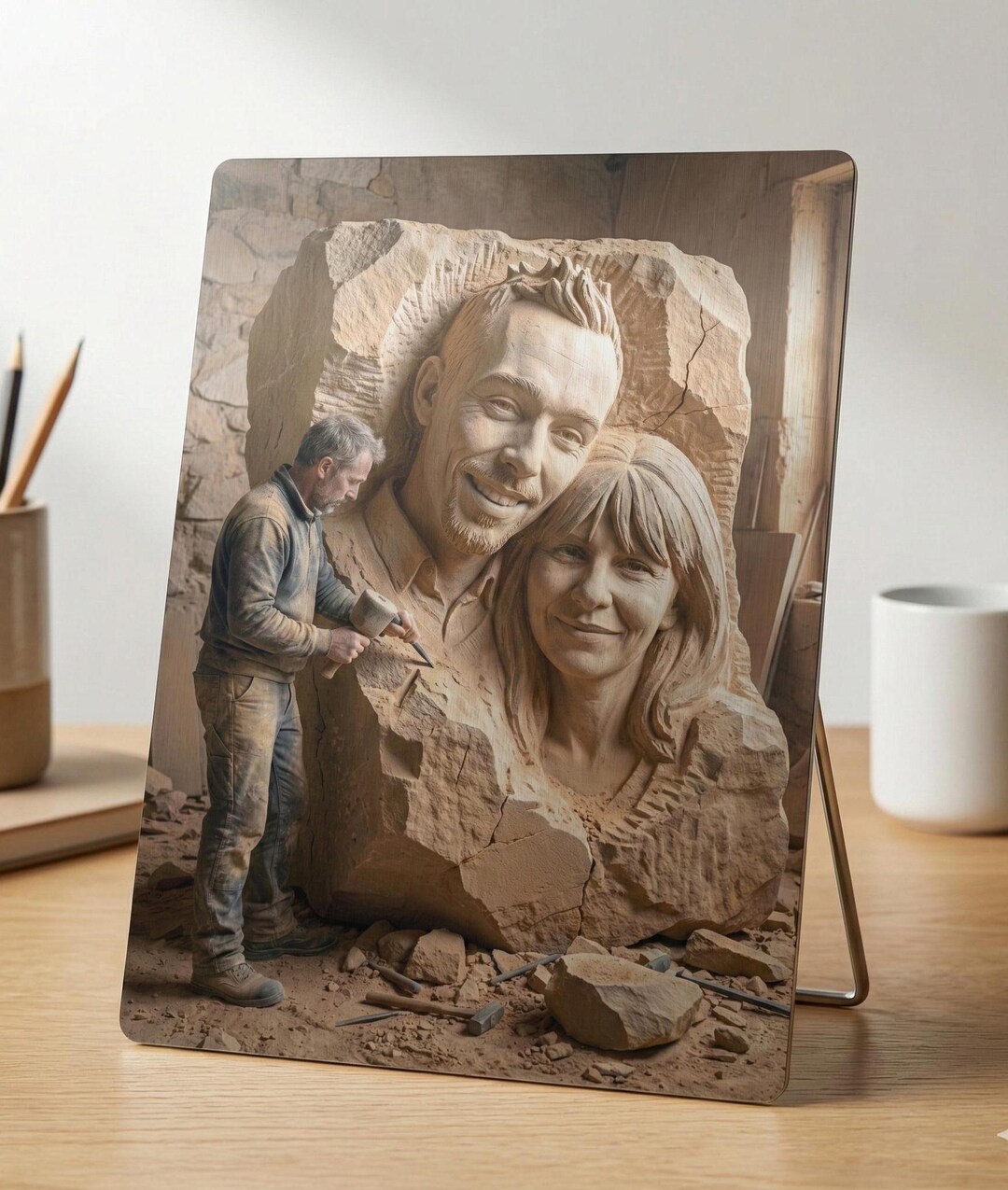 Personalized Portrait Stone Sculpture Effect • Printing on Aluminum ...