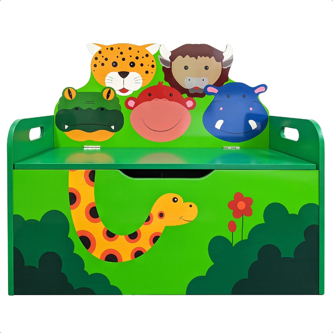 Jungle-themed Children's Bench With Soft-close Mechanism and Storage ...