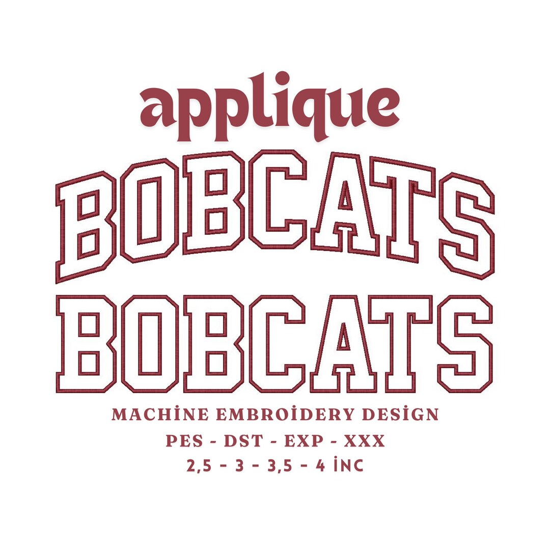 Bobcats Applique Embroidery Design, Arched & Straight Varsity Font ...