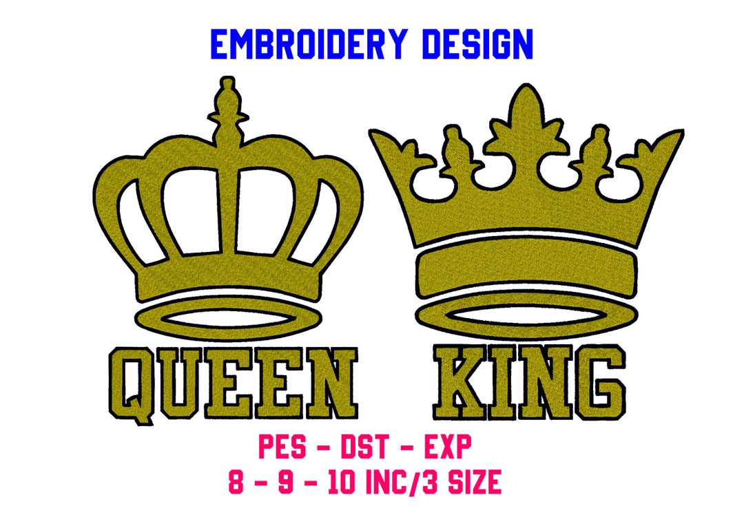 King Crown Queen Crown Embroidery Design, King Crown Embroidery Design ...
