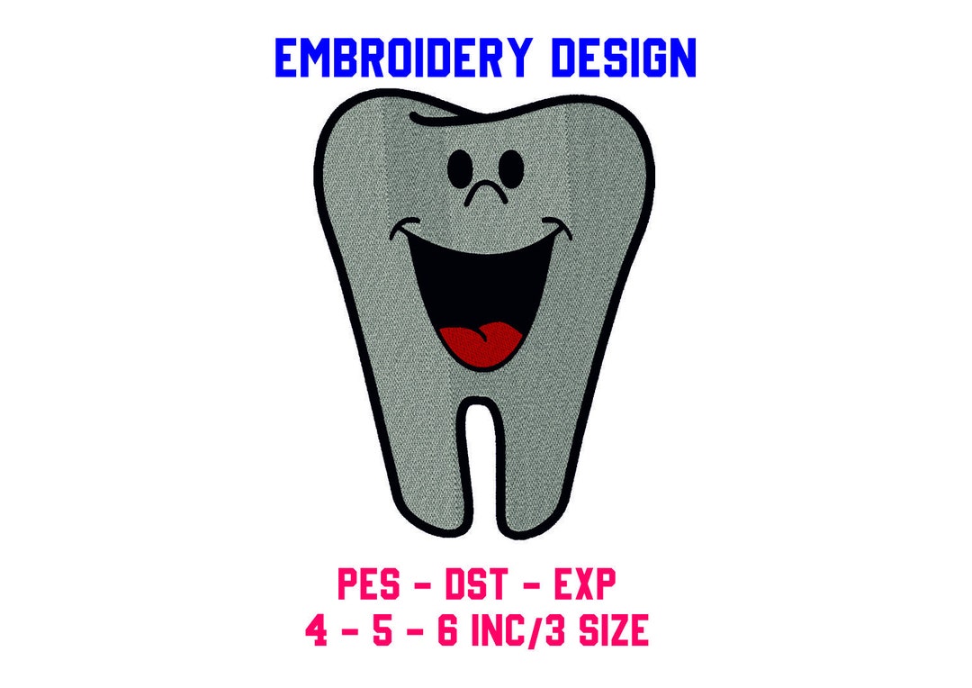 Tooth Embroidery Designs, Teeth Embroidery Design, Machine Embroidery ...