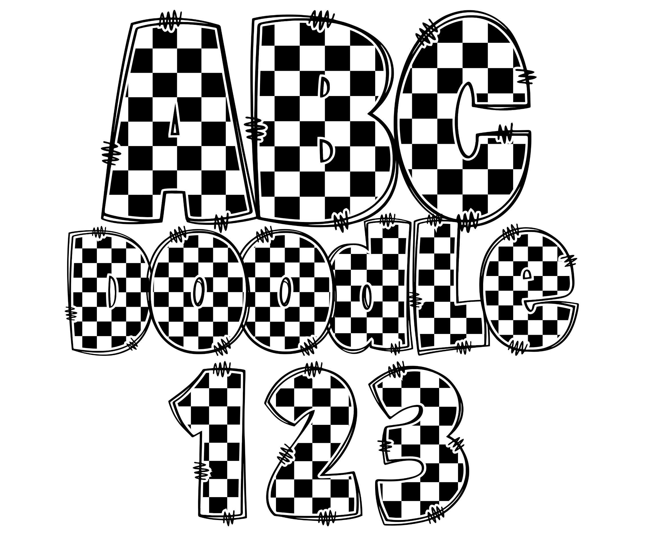 Checkered Alphabet Letters, Racing Alphabet, Checkered Numbers PNG ...