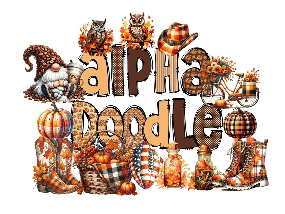 Fall Doodle Alphabet Letters and Numbers Set Autumn Letters PNG ...