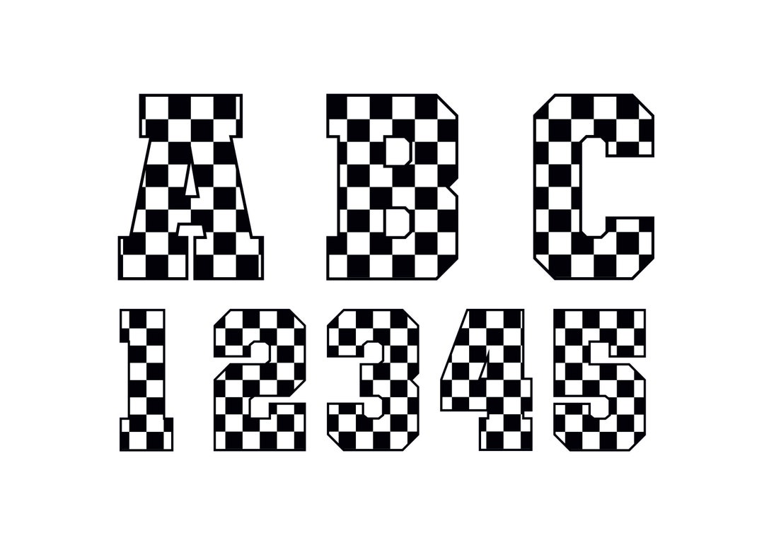 Checkered Alphabet Png, Varsity Alphabet Png, Racing Alphabet, Race Day ...