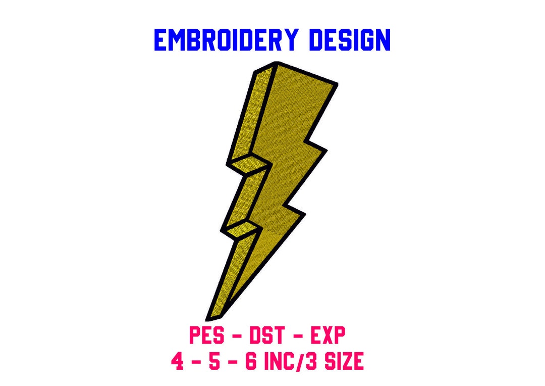 Lightning Bolt Embroidery Design, Machine Embroidery Design, 3 Sizes - Etsy