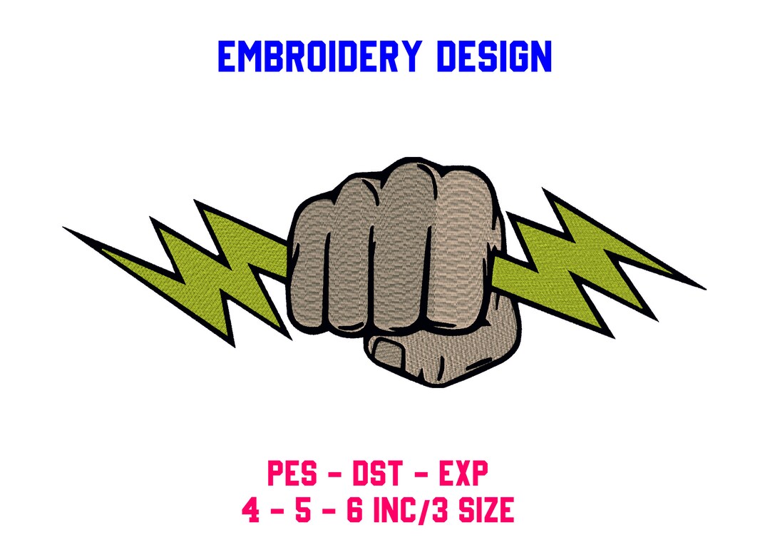 Lightning Bolt Embroidery Design, Superhero Embroidery Design, Machine ...