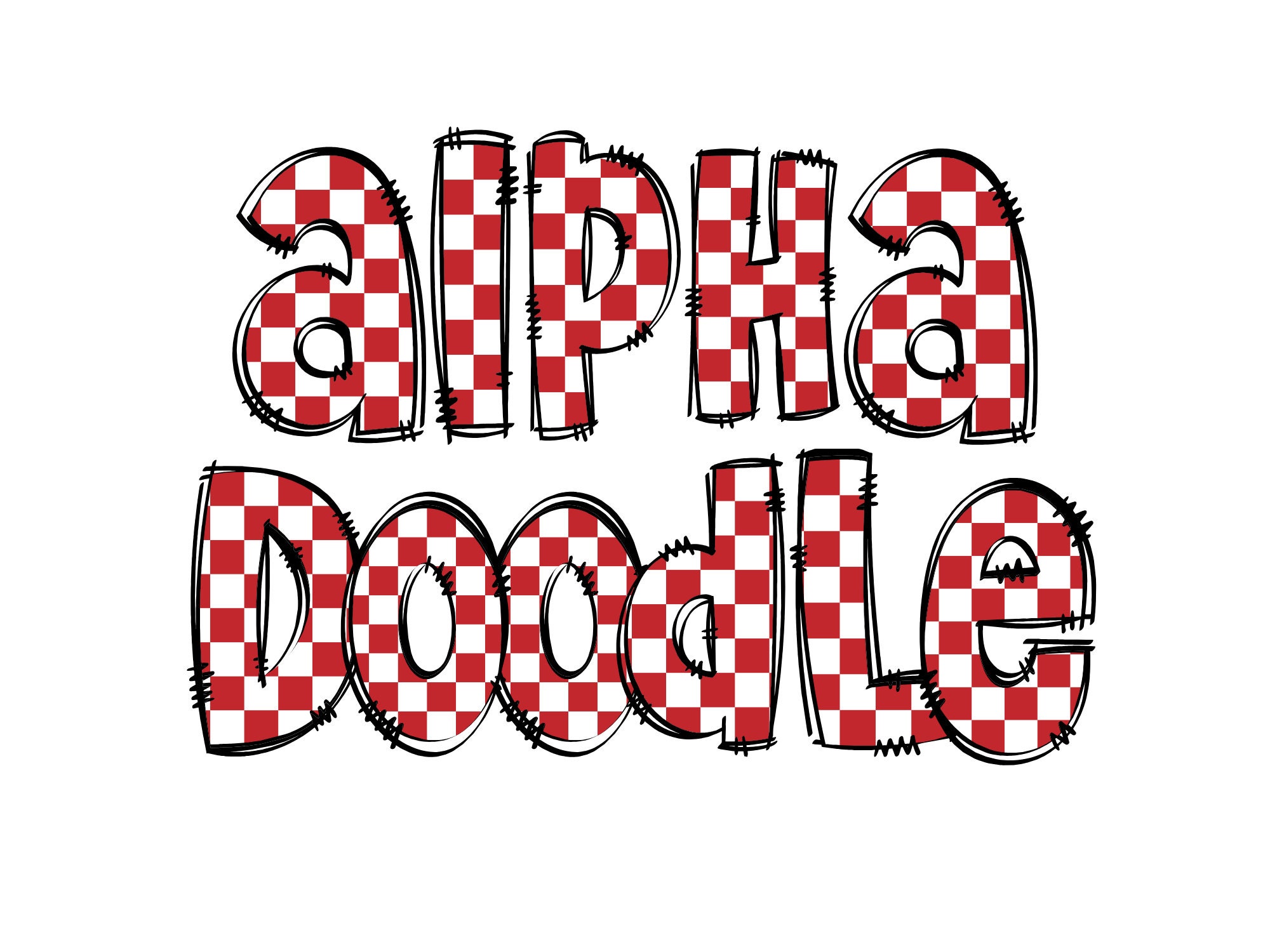 Red Checkered Alphabet, Checkered Font, Doodle Letters, Sublimation ...