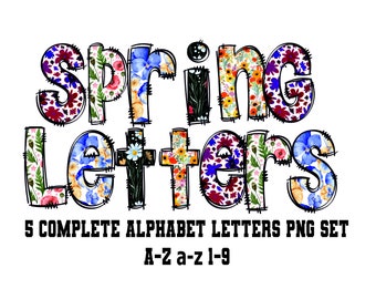Floral Letters & Numbers PNG, Alpha Doodle, PNG Letters, Floral Doodle ...