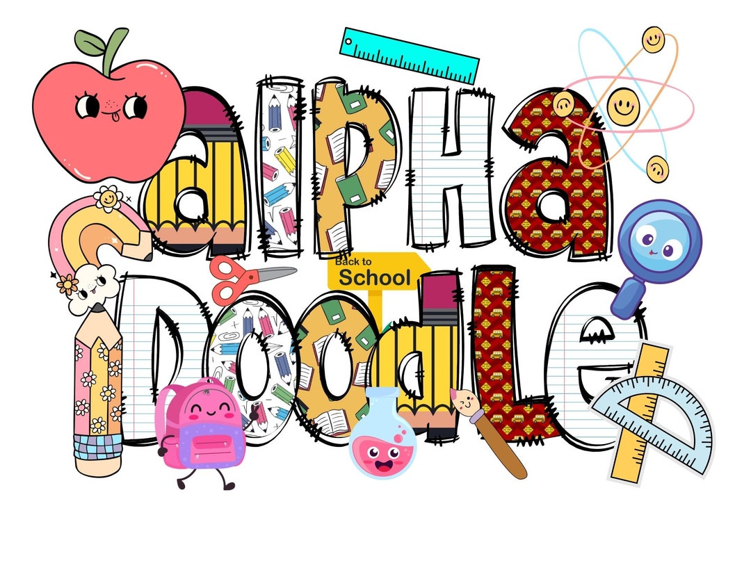 School Doodle Letters Png, Back to School Alphabet PNG, Teacher Doodle ...